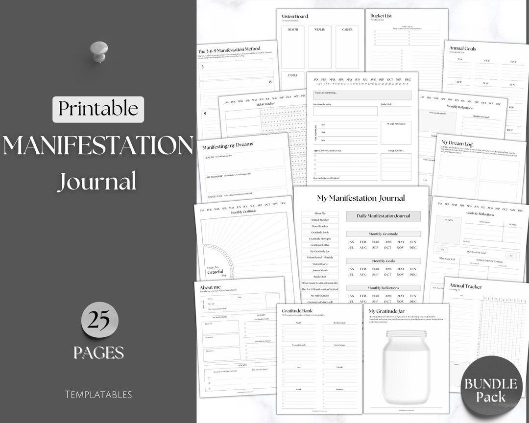 Printable Manifestation Journal, Affirmation Kit, Law of Attraction ...