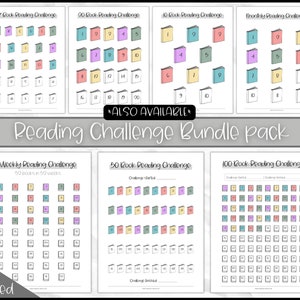 50 Book Challenge Printable, Reading Challenge BUNDLE, 50 Books, Kids ...