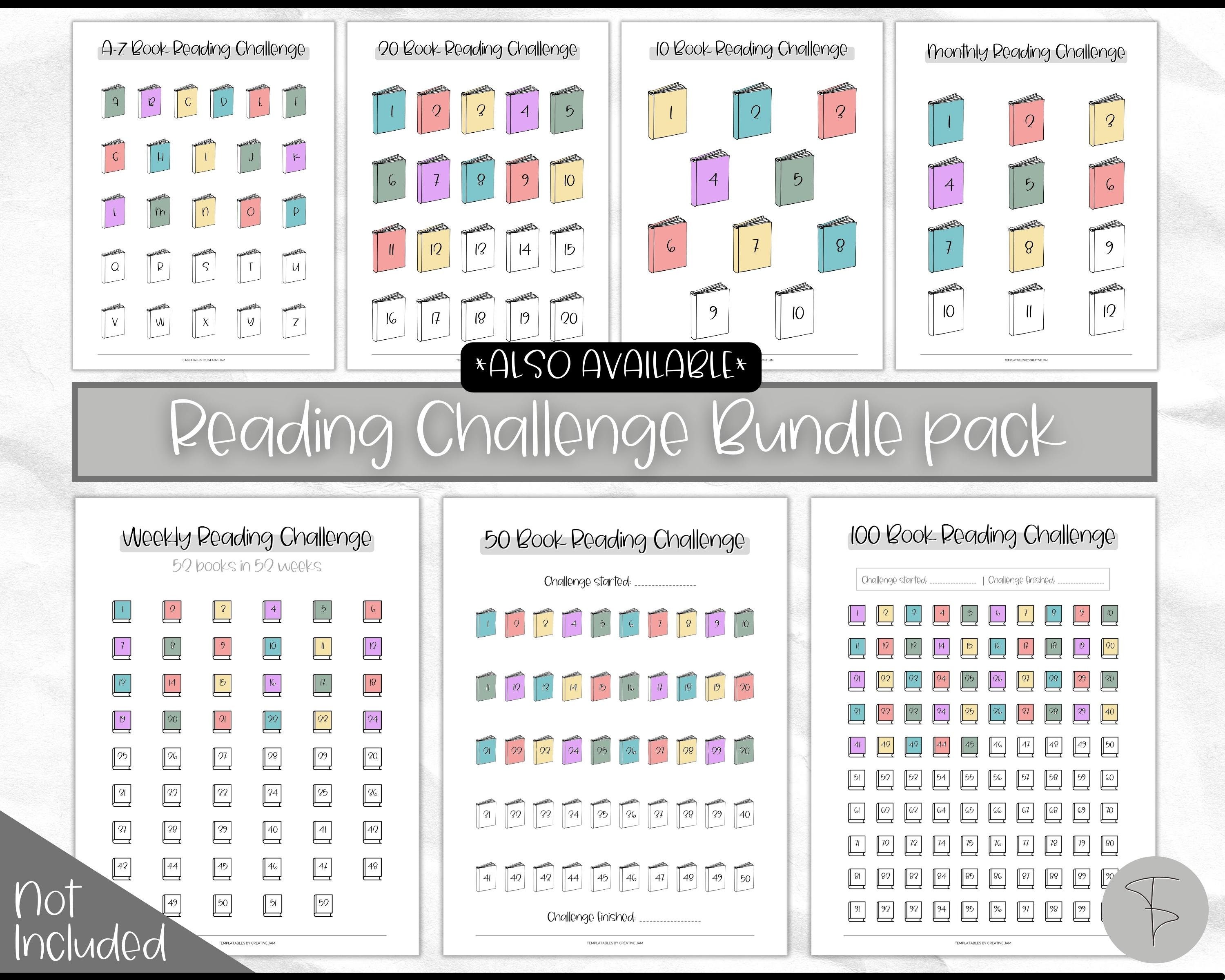 50 Book Challenge Printable Reading Challenge BUNDLE 50 - Etsy UK
