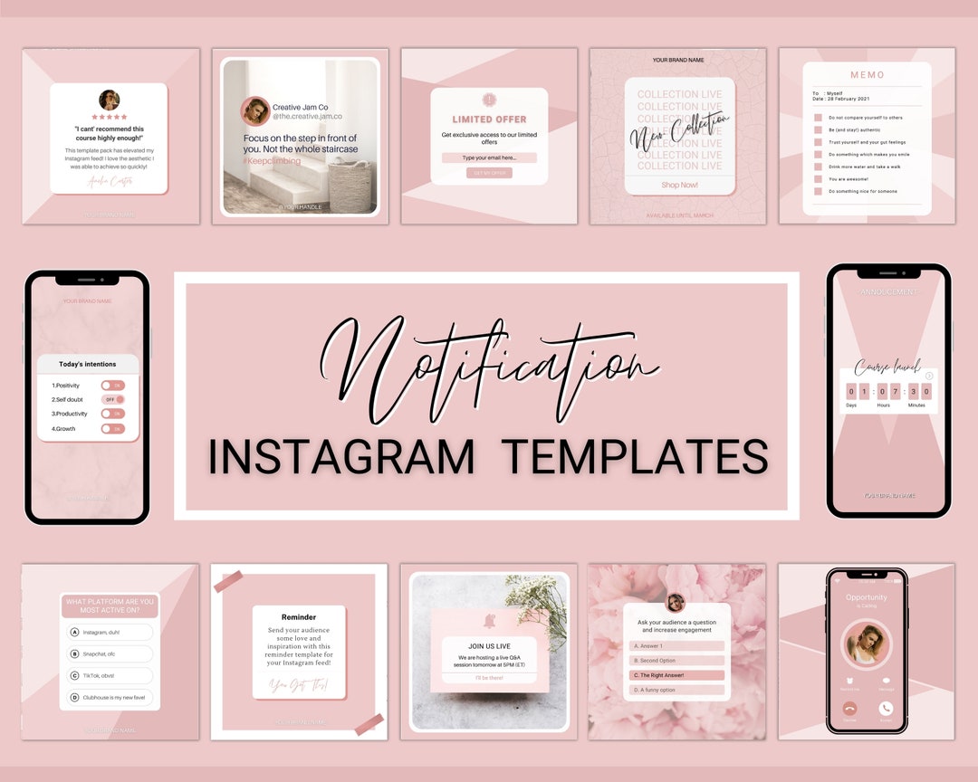 Instagram Post Templates, NOTIFICATION Posts, Social Media Engagement ...
