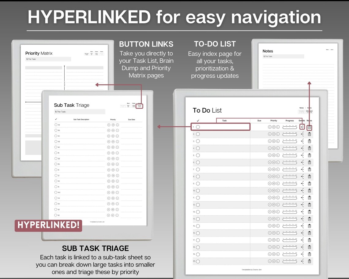 Digital to Do List, Supernote Template, Digital Task List, Brain Dump ...