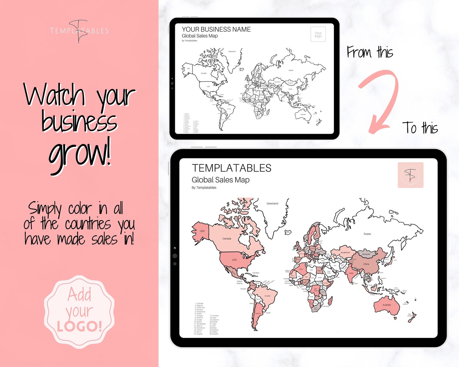 EDITABLE GLOBAL Sales Map Etsy World Sales Tracker Business - Etsy