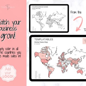 WORLD Sales Map, EDITABLE Etsy Global Sales Tracker, Business Sales Map ...