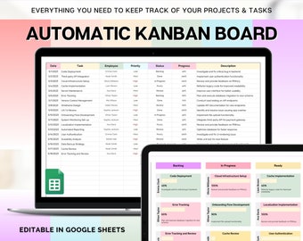 Kanban Board Excel Template Task Tracker Project Management Gantt Chart to Do List Calendar ...
