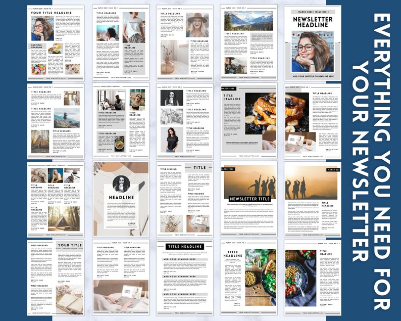 EDITABLE Newsletter Template 45 Canva Templates Monthly - Etsy Canada