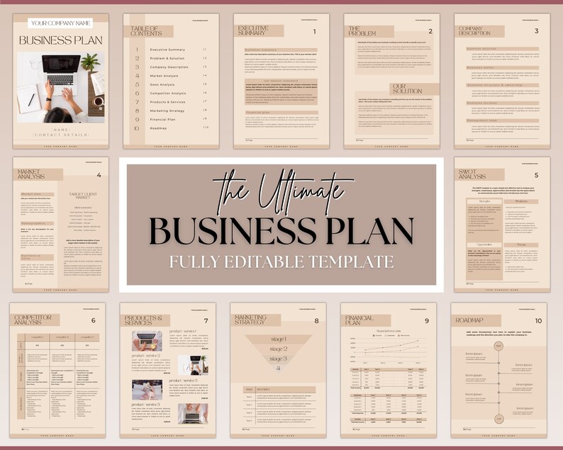 Business Plan Template, Small Business Planner Proposal, Start up ...