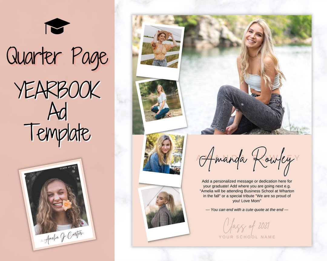 QUARTER Page Yearbook Template, Senior & High School Graduation, Grad ...