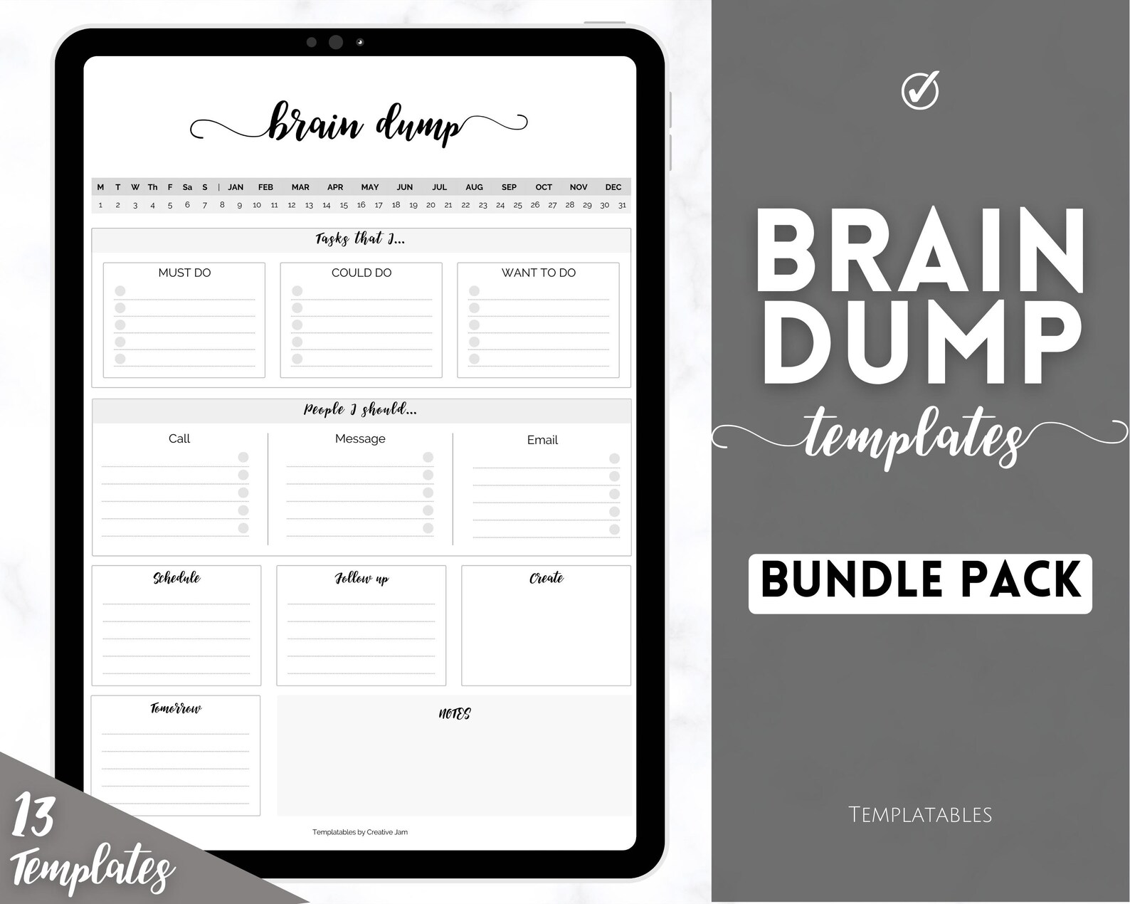 EDITABLE Brain Dump Template BUNDLE to Do List Printable - Etsy