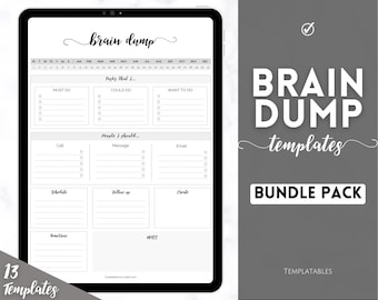 EDITABLE Brain Dump Template BUNDLE, to Do List Printable, ADHD Daily ...
