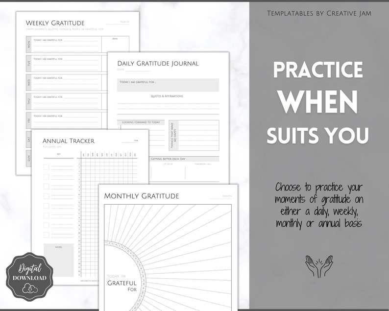 A5 Gratitude Journal Printable BUNDLE Mindfulness Log Self - Etsy