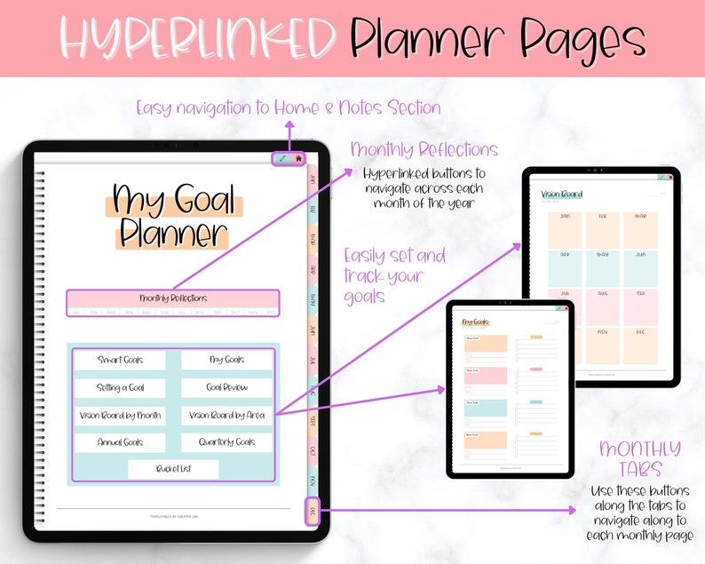 Ipad Planner Digital GOAL Planner Undated Digital Goals - Etsy