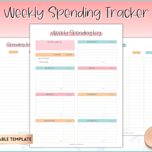 Weekly Spending Tracker, Printable Spending Log, Weekly Budget Planner ...