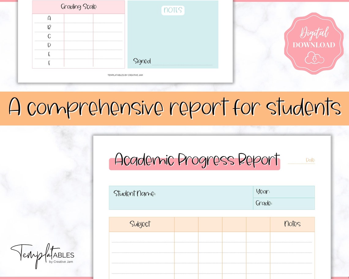 Homeschool Report Card Printable Progress Report Home School - Etsy