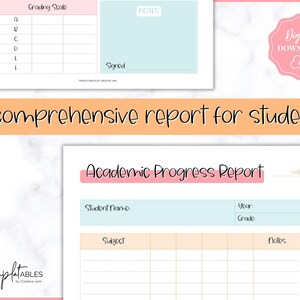 Homeschool Report Card, Printable Progress Report, Home School Academic ...