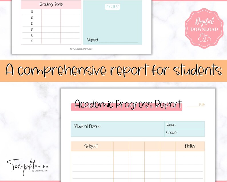 Homeschool Report Card Printable Progress Report Home School - Etsy