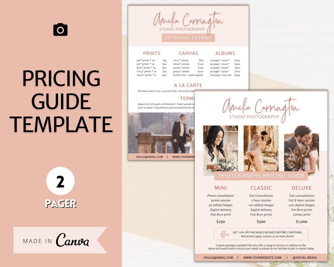 Wedding Photography Pricing Template, Price List, Photo Session Pricing ...