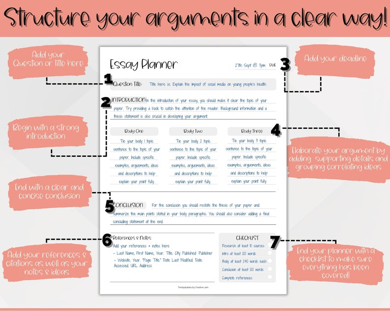 Essay Planner Printable BUNDLE for Students Essay Writing - Etsy