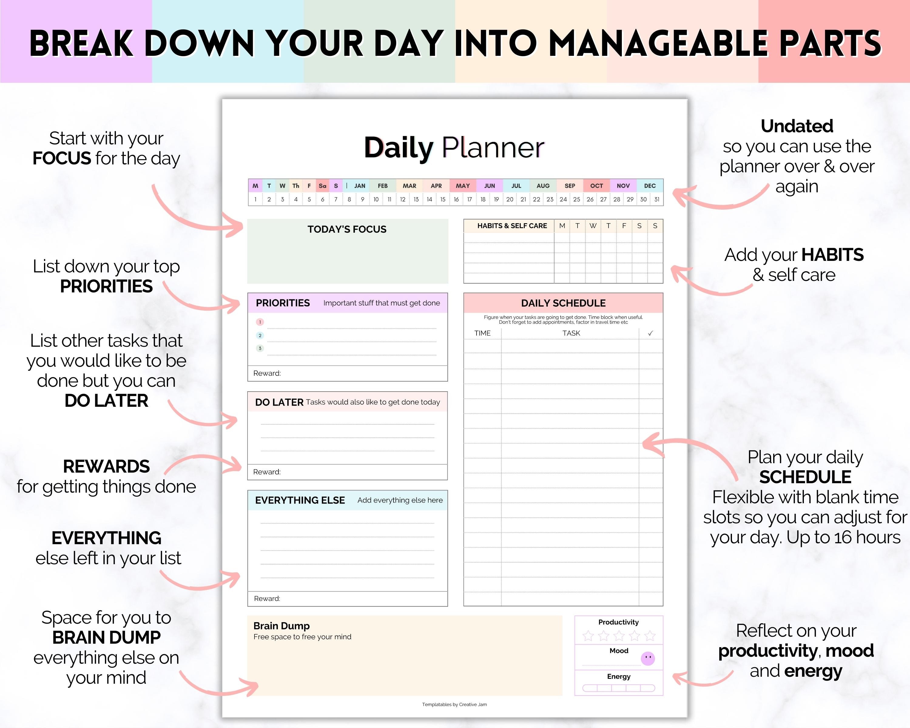 Adult ADHD Planner Printable Daily Planner to Do List - Etsy Canada