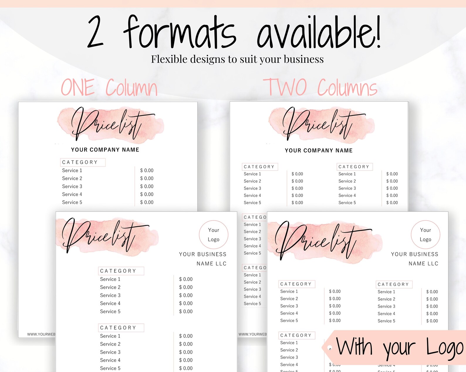 PRICE LIST Template Editable. Printable Price Sheet, Price Guide, Hair ...