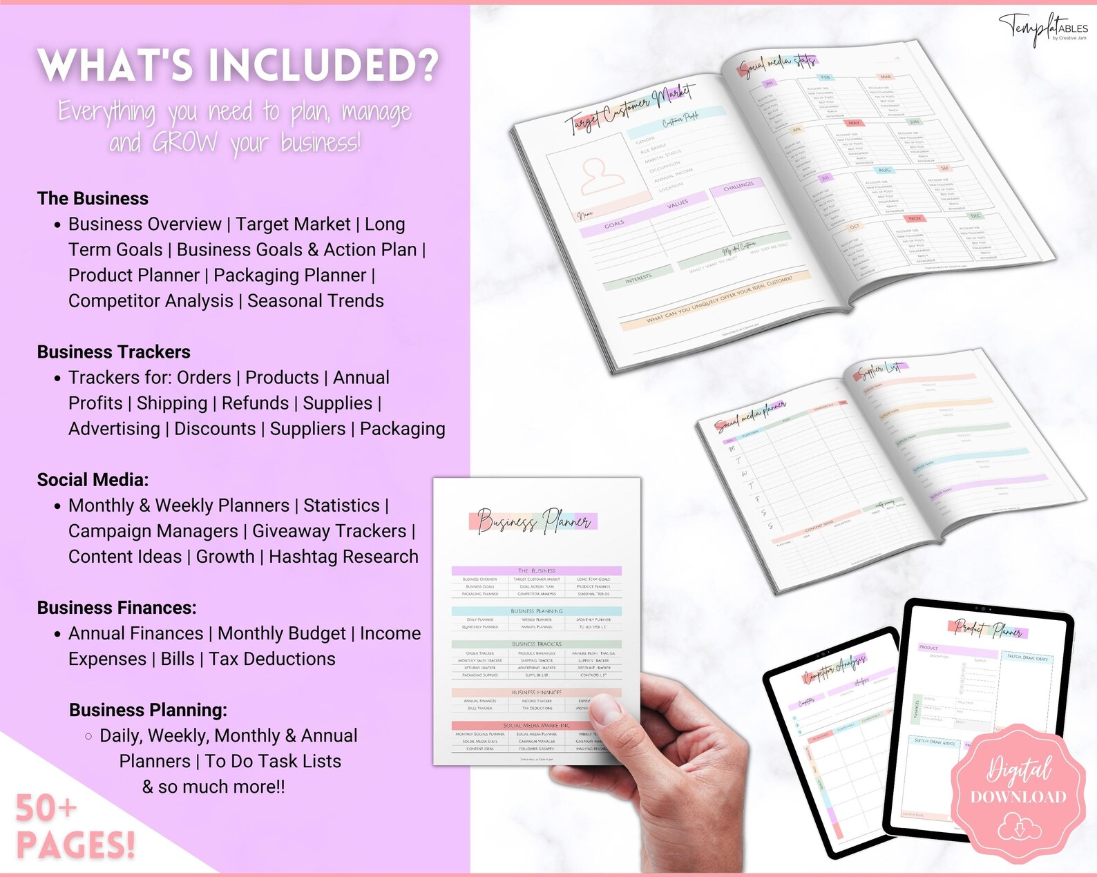 50 Business Planner Printables Small Business Planner BUNDLE - Etsy