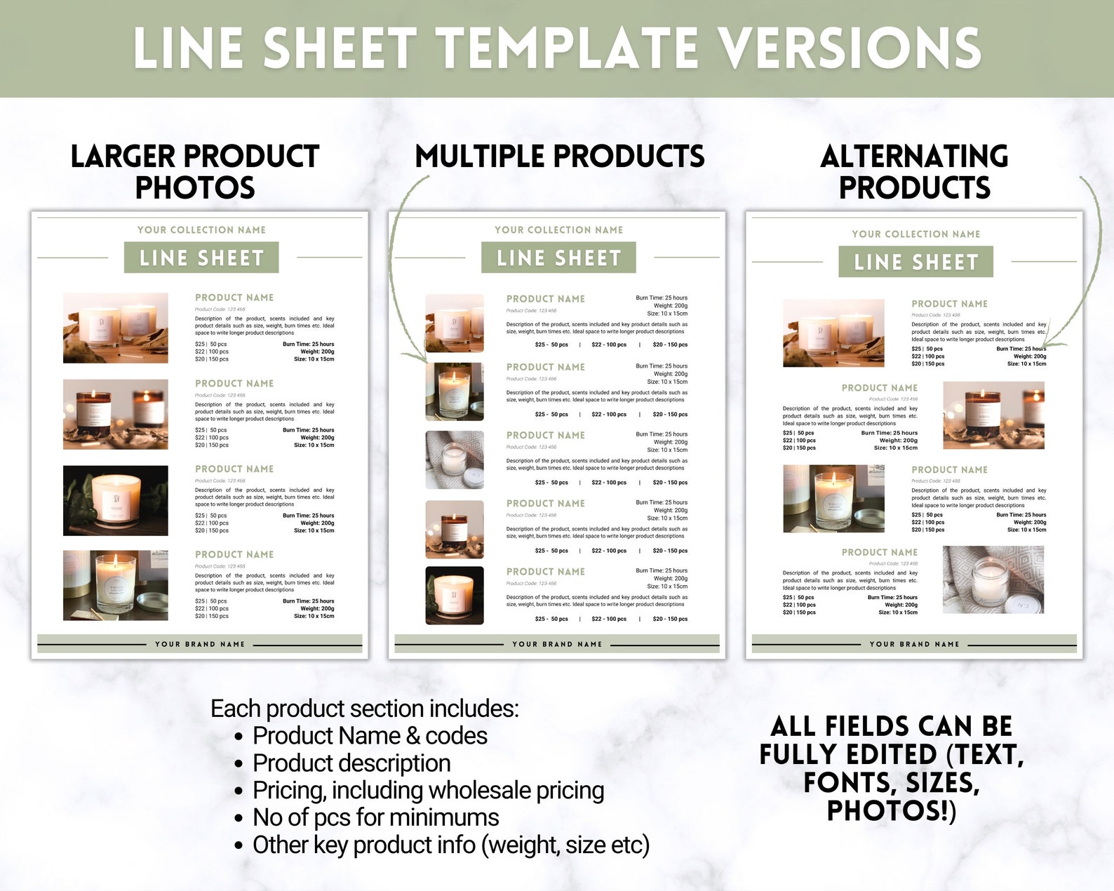 35 Editable Line Sheet Templates! Wholesale Catalog, Pricing & Services ...