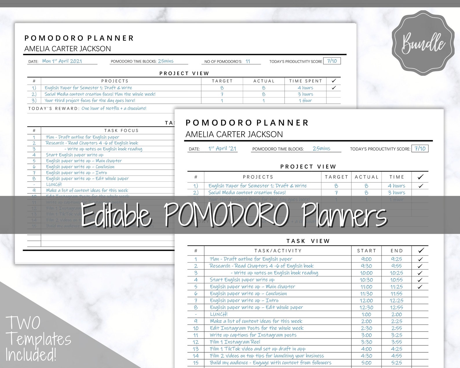 POMODORO Planner, Productivity Planner Pages, Student Planner ...