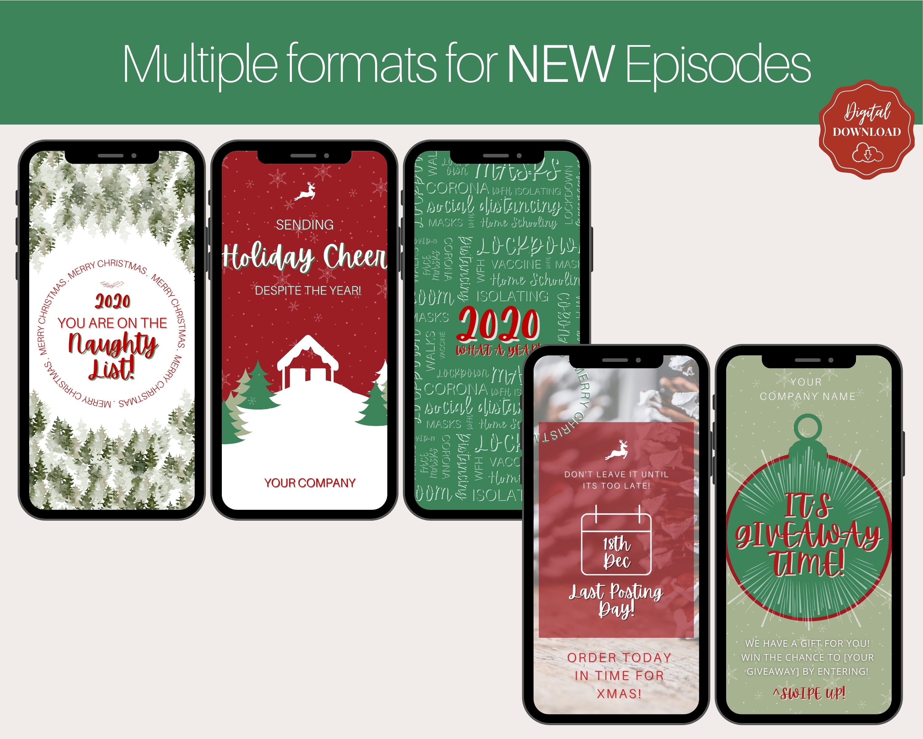 Christmas Instagram Templates. Happy Holiday Canva Template | Etsy
