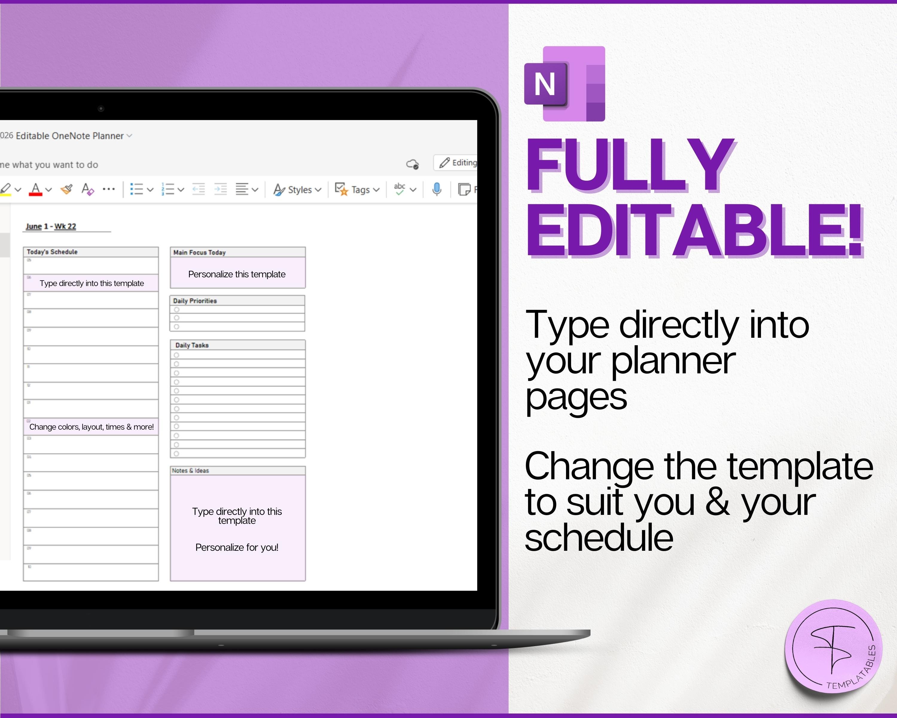 EDITABLE Onenote Planner, 2026 Digital Planner, Onenote Template, Daily ...