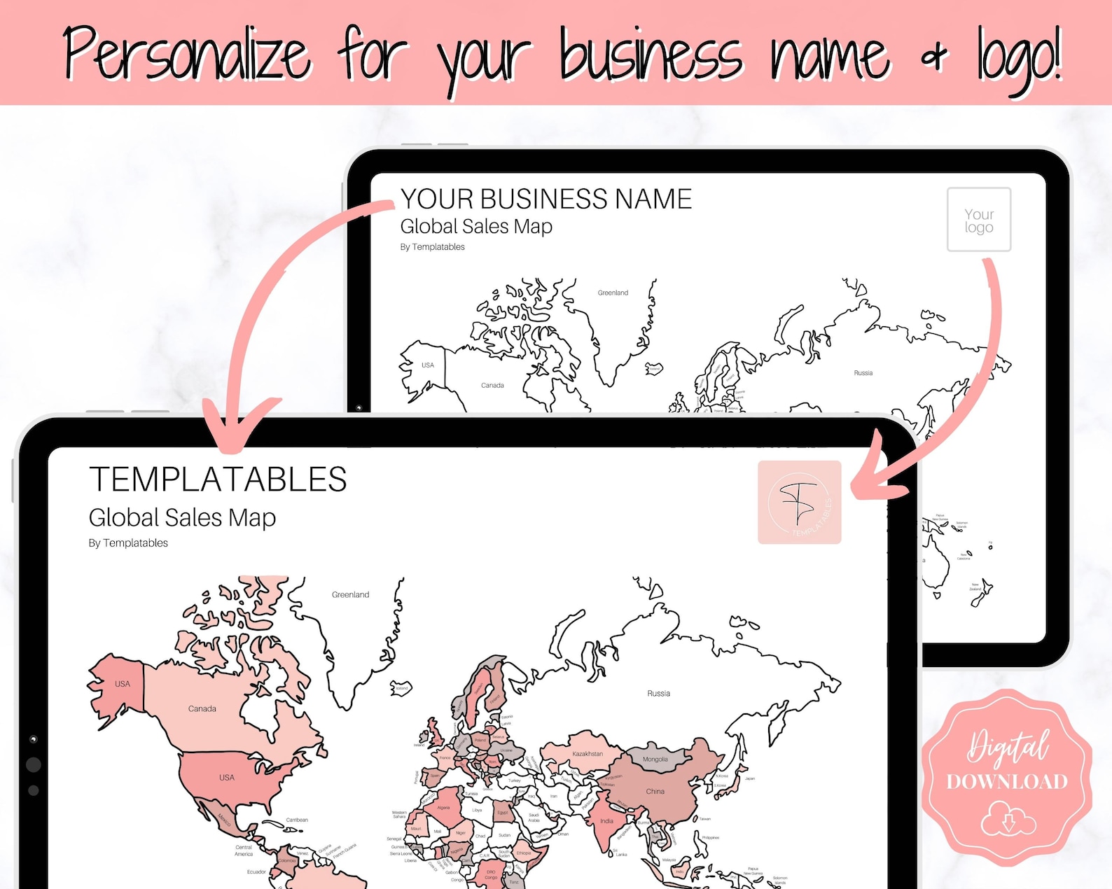 EDITABLE GLOBAL Sales Map, Etsy World Sales Tracker, Business Sales Map ...