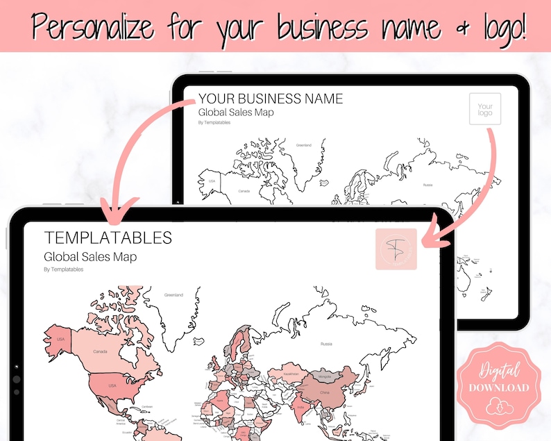 EDITABLE GLOBAL Sales Map Etsy World Sales Tracker Business - Etsy