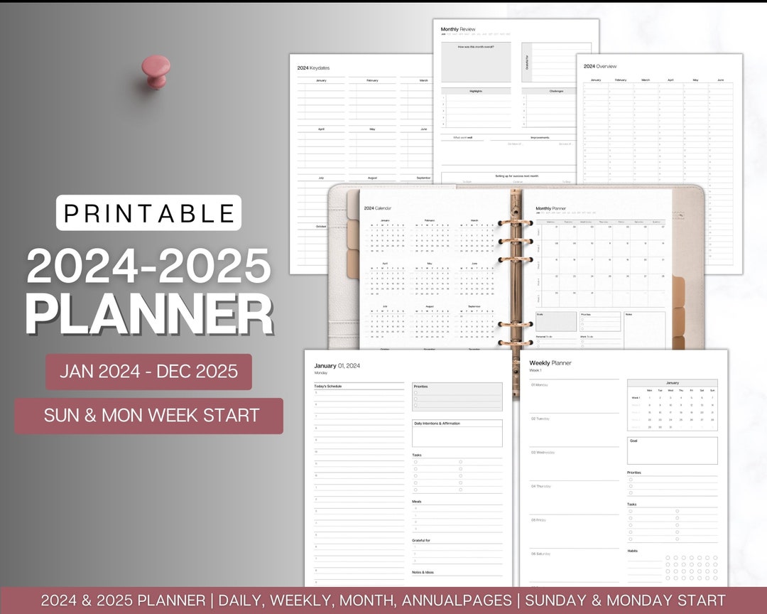 2024 Planner, DATED 2024 Printable Planner, Daily, Weekly, Monthly ...
