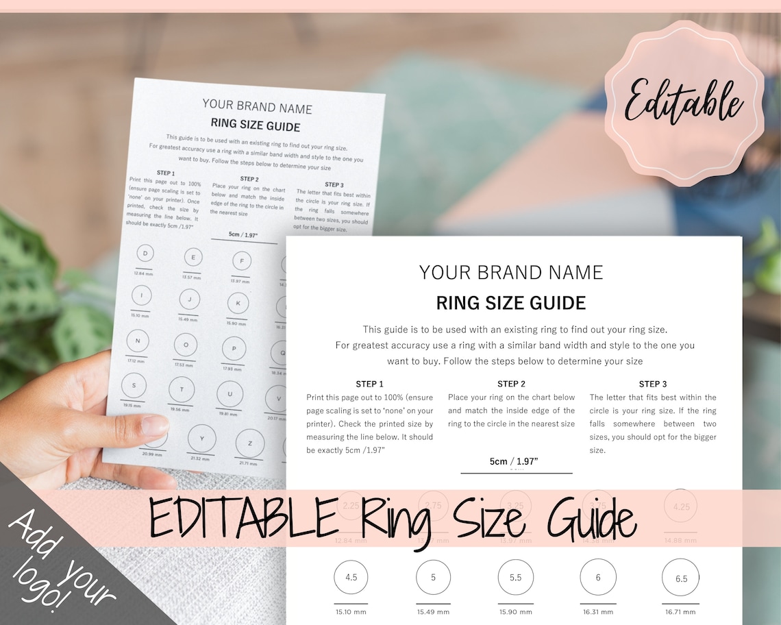 RING Size Chart Printable Ring Size Guide Ring Sizer. | Etsy UK