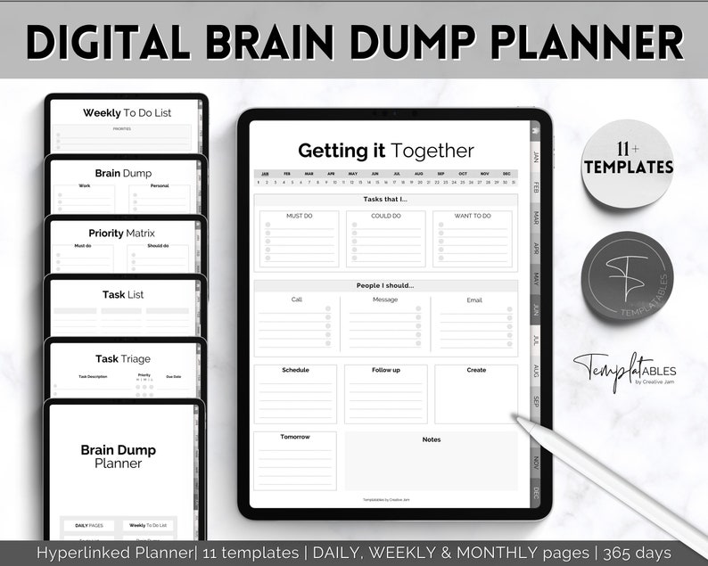 Brain Dump Template DIGITAL PLANNER to Do List Printable - Etsy