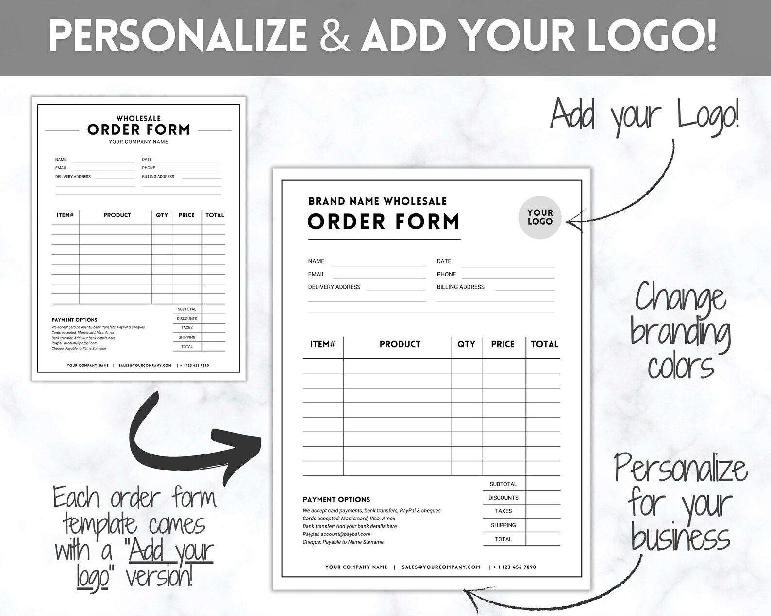EDITABLE Wholesale Order Form Template Canva Template - Etsy