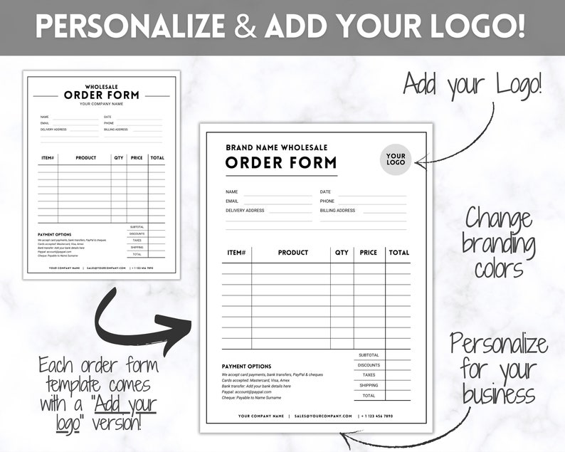 EDITABLE Wholesale Order Form Template Canva Template - Etsy
