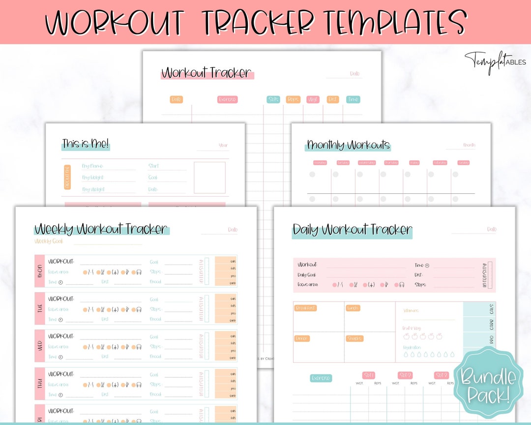 Workout Tracker BUNDLE, Fitness Journal, Exercise Tracker, Weight Loss ...