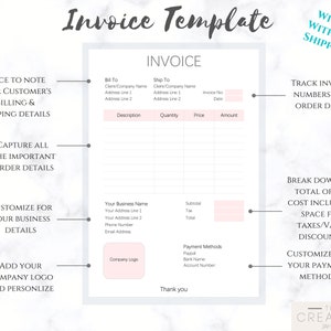 INVOICE Template & ORDER FORM Editable. Custom Receipt Printable. Sales ...