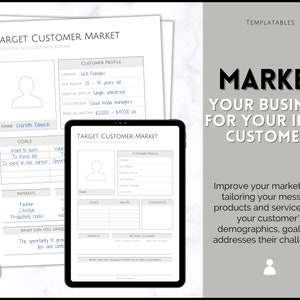 Customer Avatar Worksheet, Target Customer Market Template, Client ...