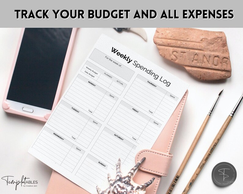 Weekly Spending Tracker Printable Spending Log Weekly Budget - Etsy
