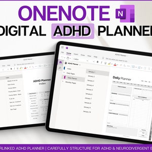 Onenote ADHD Planner, Digital Planner for Neurodivergent Adults, Brain ...