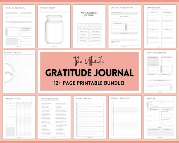 Gratitude Journal Printable BUNDLE Mindfulness Log Gratitude | Etsy