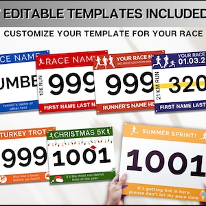 Editable Race Bib Templates, 7 Running Race Bib Templates Included ...