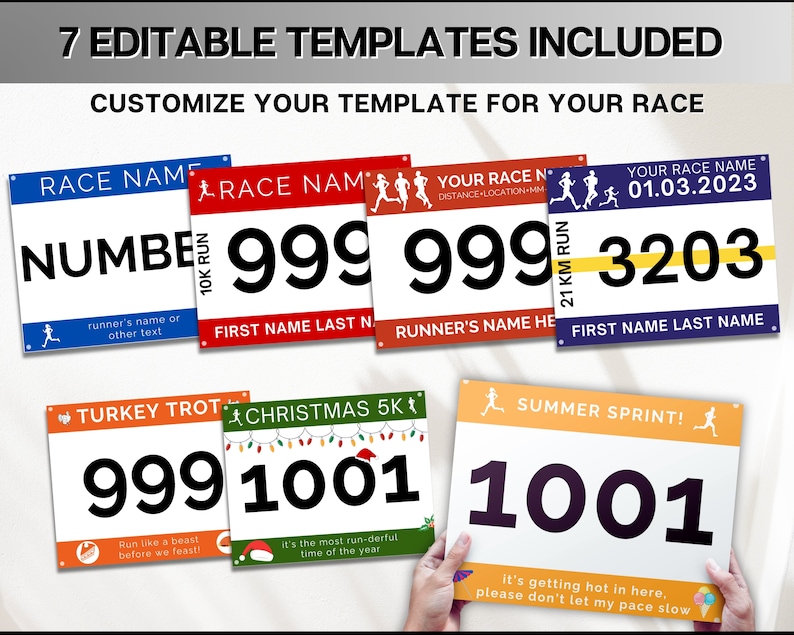 Editable Race Bib Templates, 7 Running Race Bib Templates Included ...