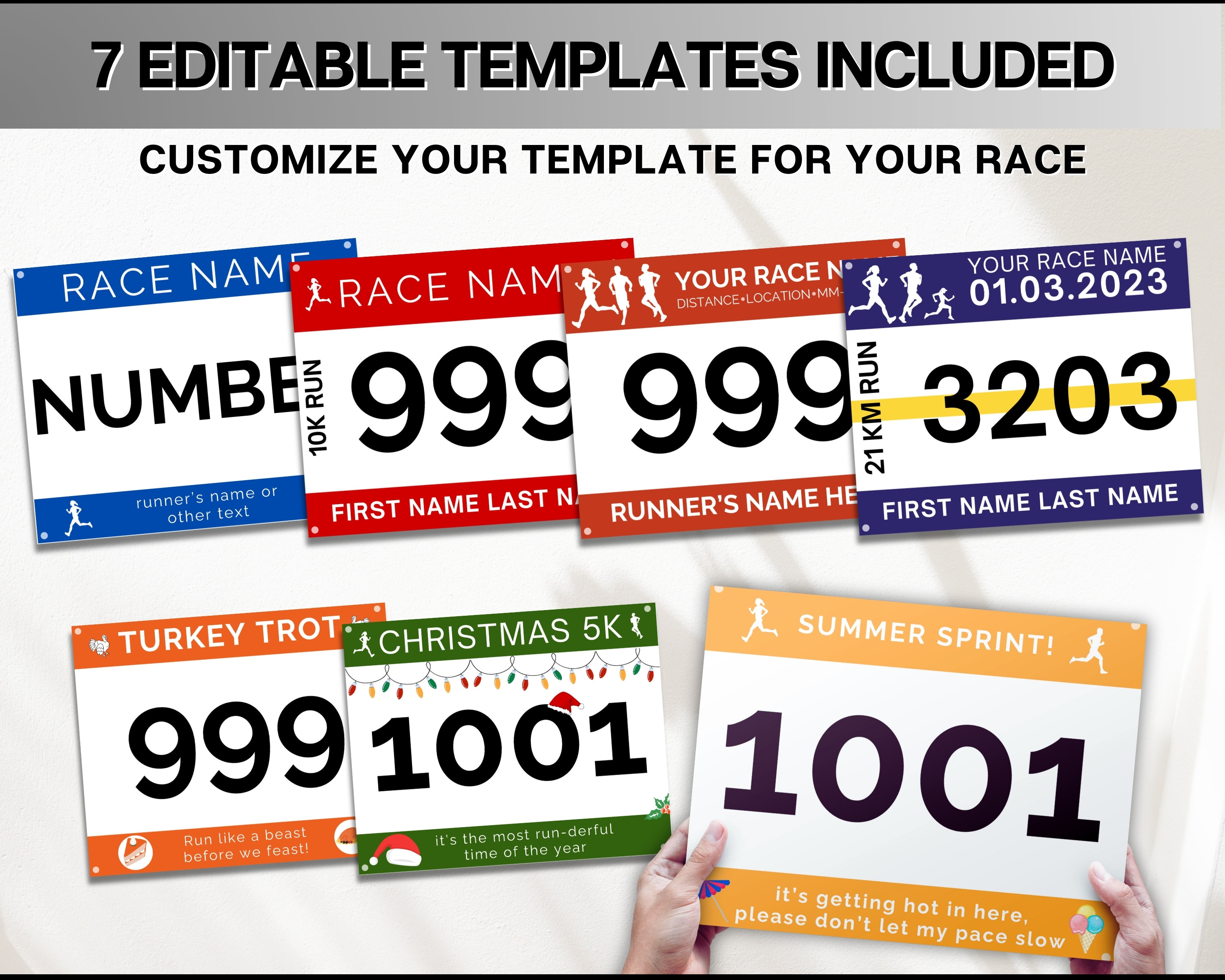 Editable Race Bib Templates, 7 Running Race Bib Templates Included ...