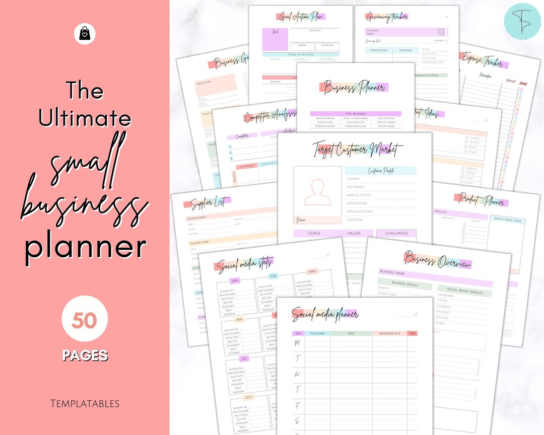 Printable Small Business Planner BUNDLE, Business Planner, Side Hustle ...