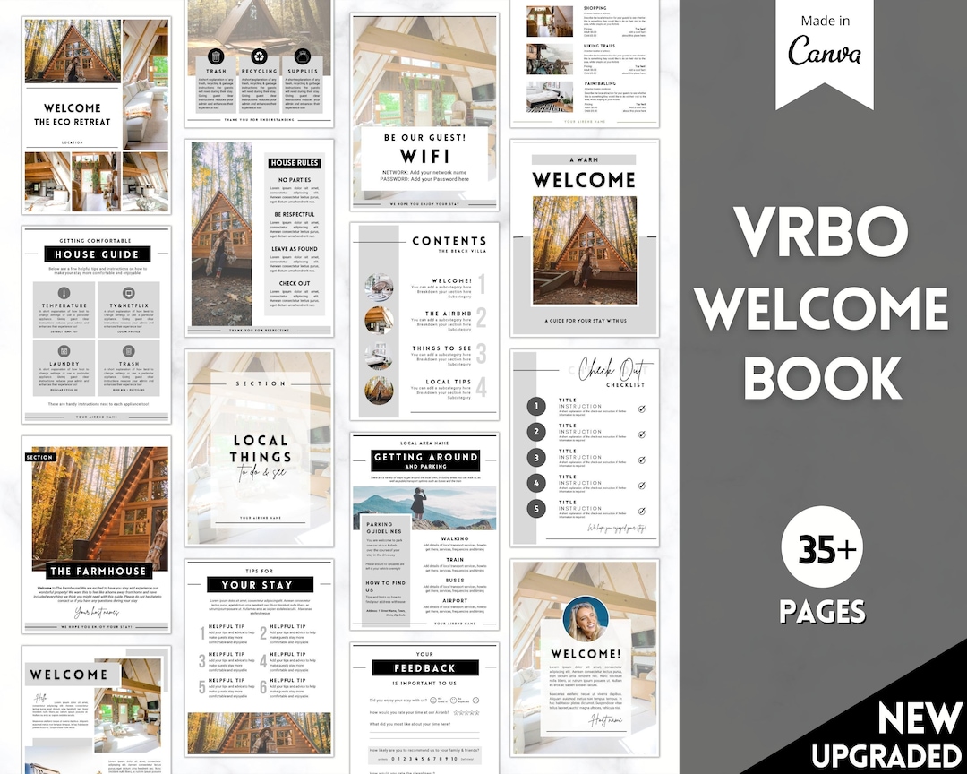 VRBO Welcome Book Template, Editable Canva Welcome Guide, Airbnb House ...