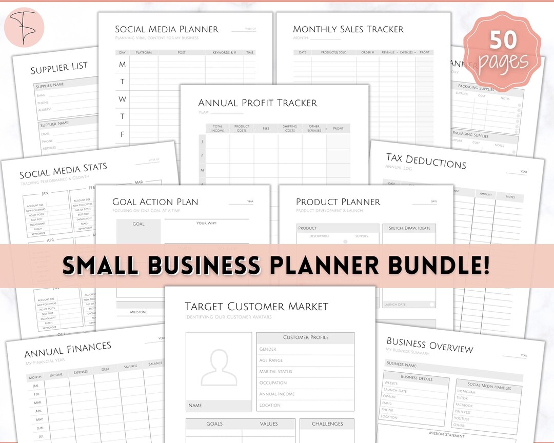 Small Business Planner Printable BUNDLE, Business Planner, Side Hustle ...