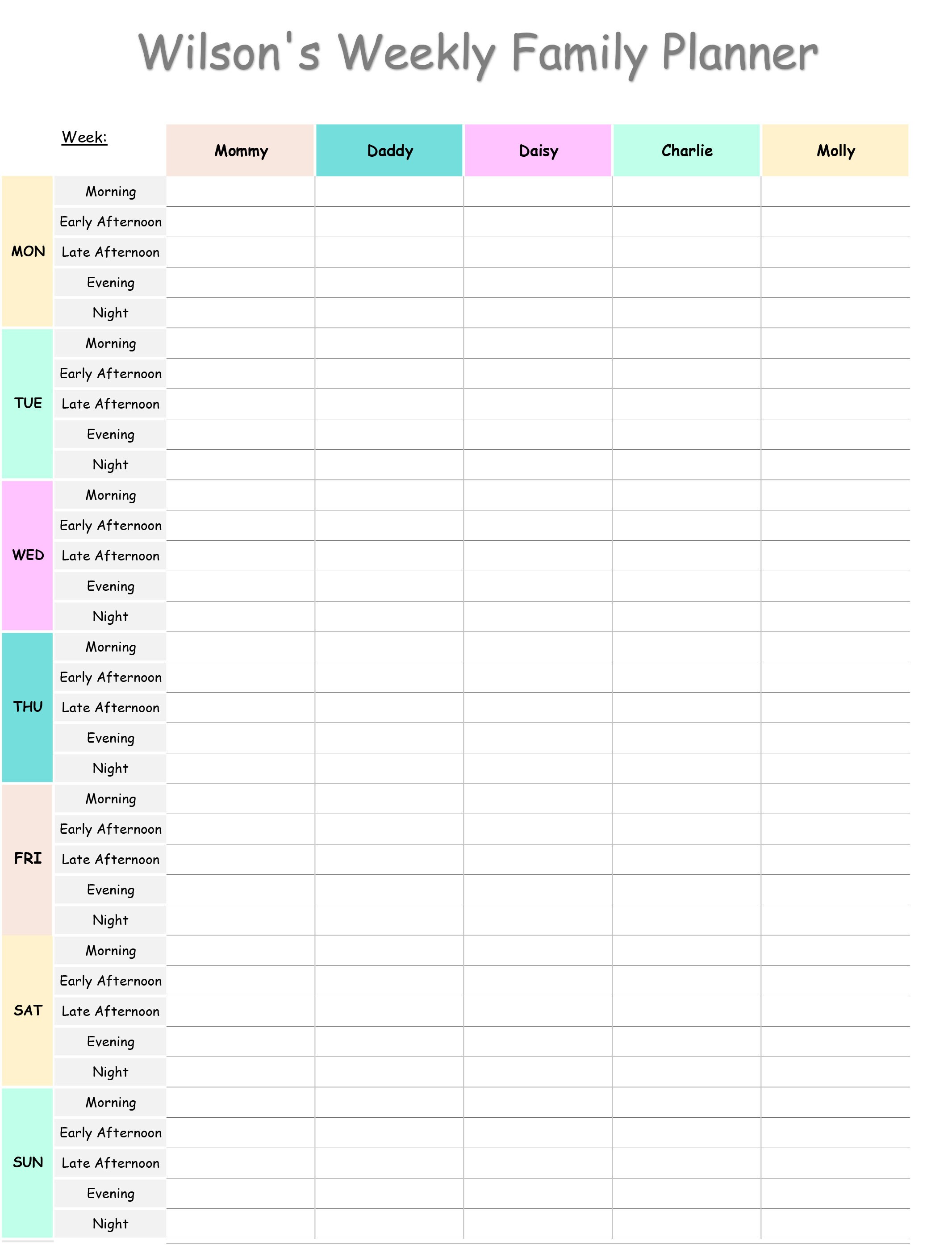 EDITABLE Weekly FAMILY PLANNER Command Center Family Planner - Etsy ...