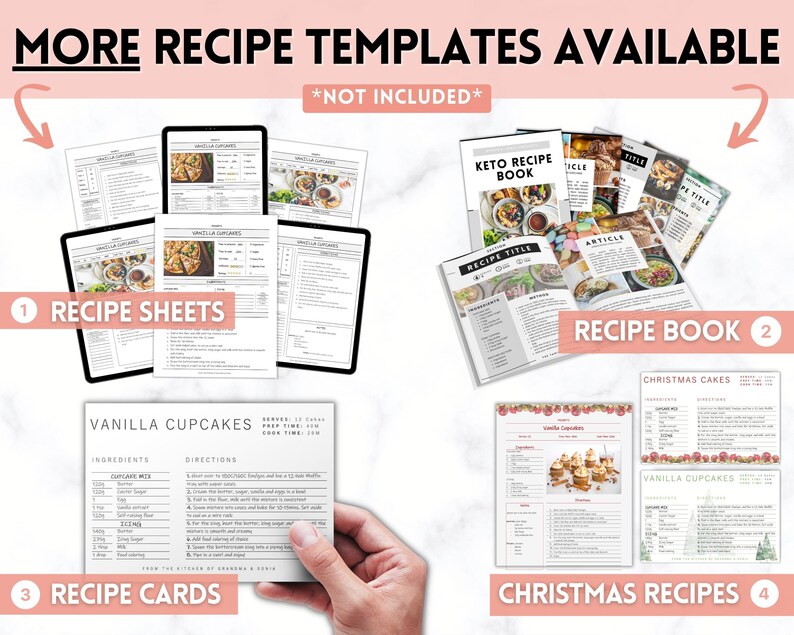 Recipe Template, EDITABLE Recipe Sheet Template, Recipe Cards Recipe ...