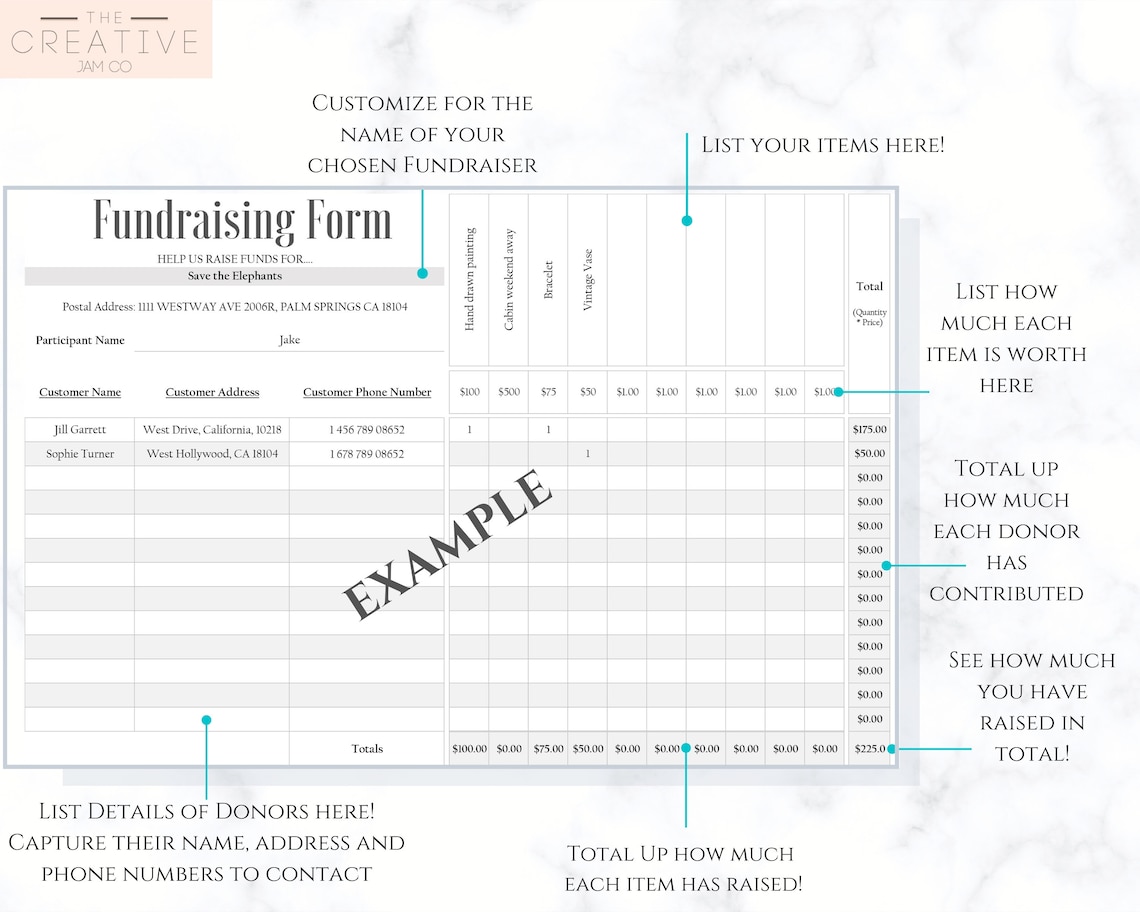 EDITABLE Fundraising Form | Fundraiser | Charitable Donation Tracker ...